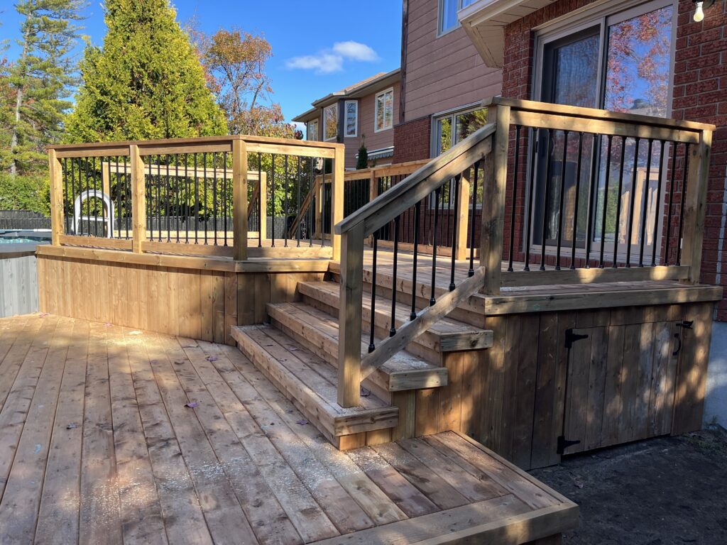 Multi Level Kanata Pool Deck with Gazebo - Jack Built - Ottawa Deck Builder & Basement Renovations
